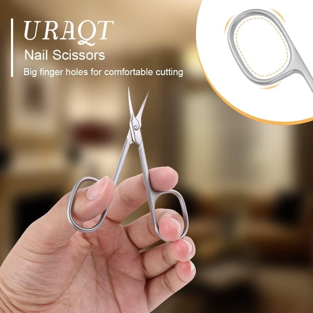 URAQT Professional Stainless Steel Nail Scissors - Curved Cuticle ...