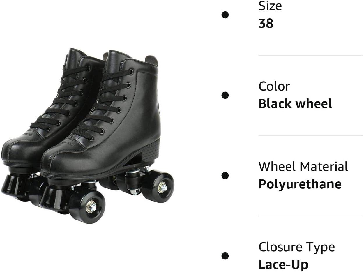 Women's Classic Leather High Top Double Row Roller Skates - Black Wheel ...