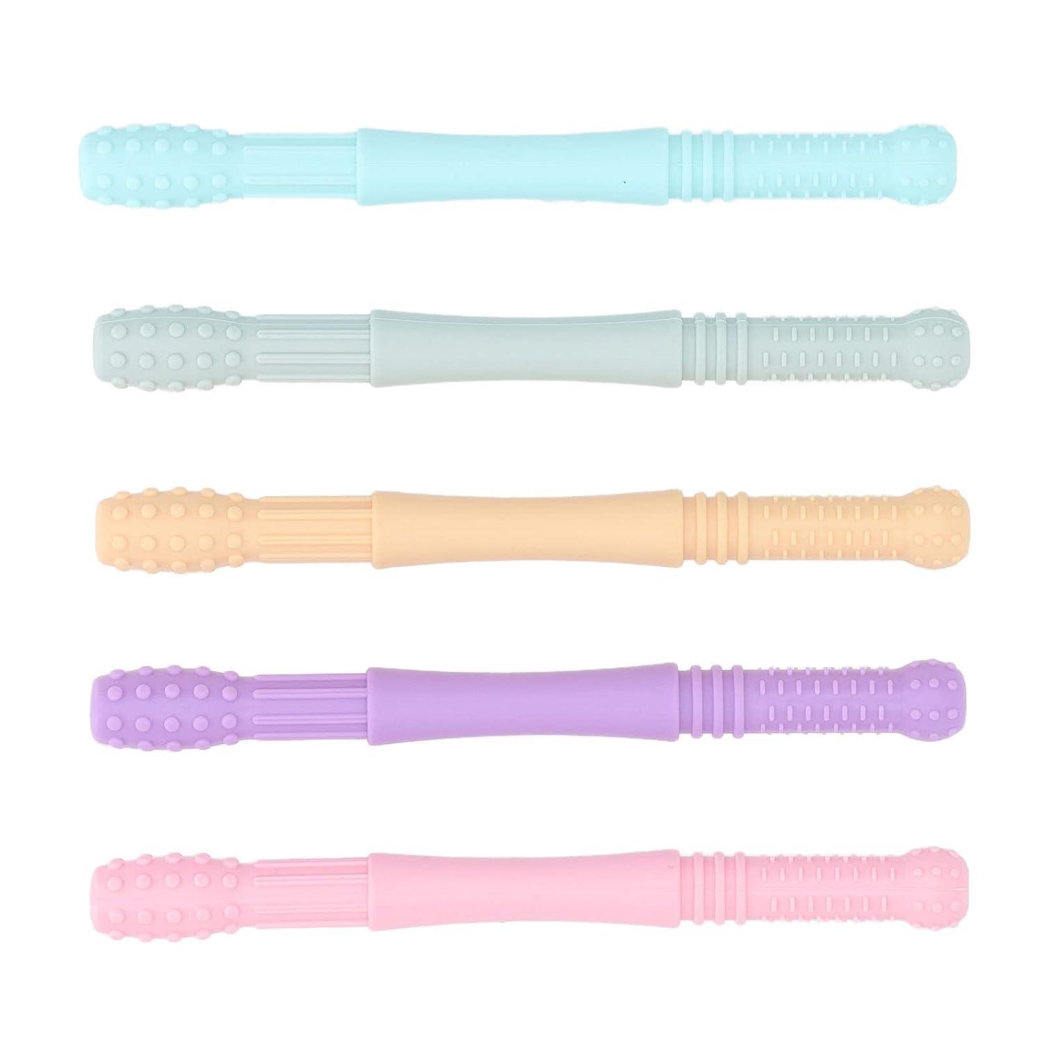 Hollow Teething Sticks Silicone 5-Piece Set for Toddlers - Reduce ...
