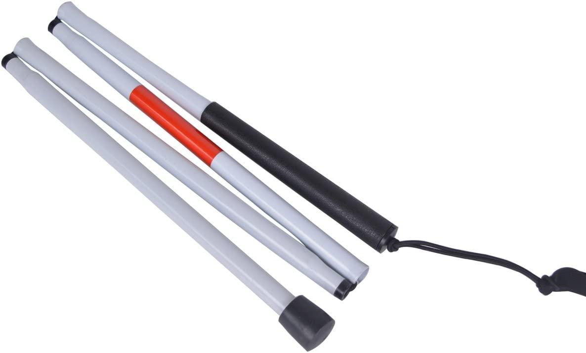 Baitaihem Reflective Red Folding Blind Cane for Visually Impaired ...
