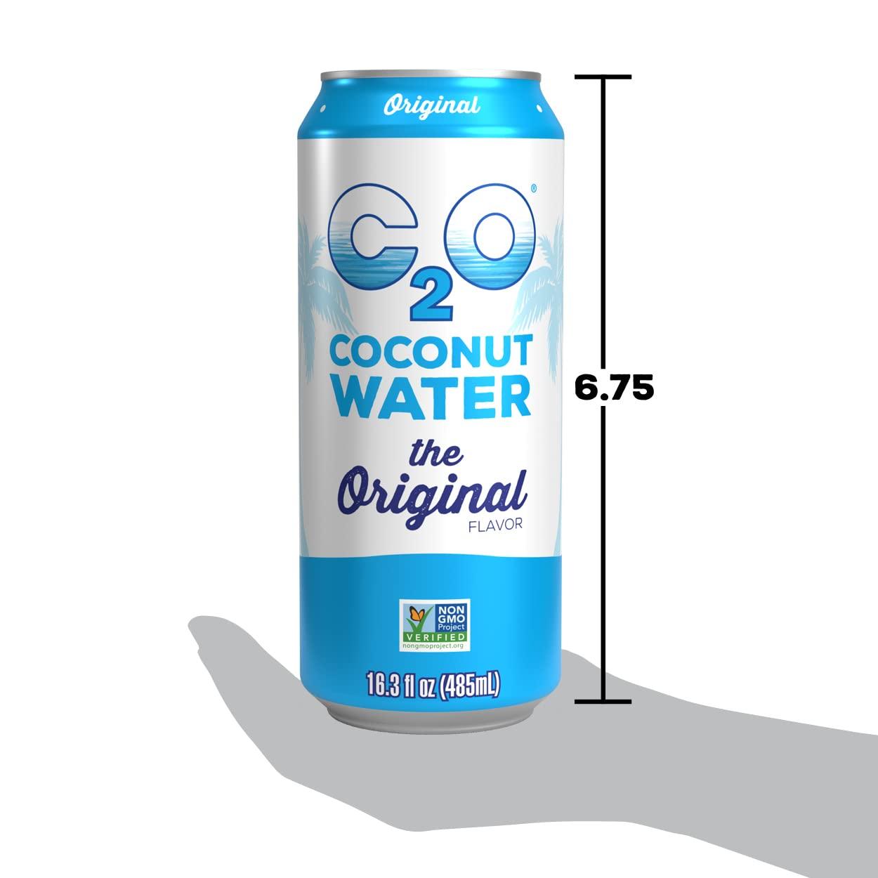 C2O Original Coconut Water 16.3oz Cans (Pack of 8) - Nutrient-Rich ...