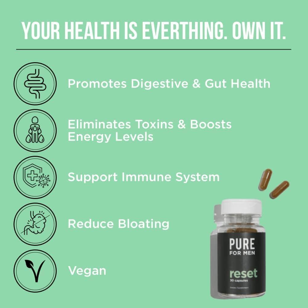 Pure for Men Cleanliness Fiber Supplement 120 Capsules & Reset Detox 30 ...