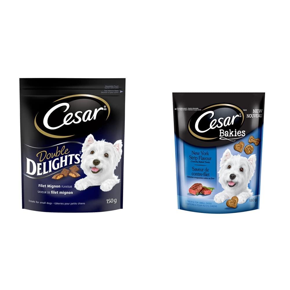 CESAR Double Delights Filet Mignon Dog Treats (10 Pack) + CESAR Bakies ...