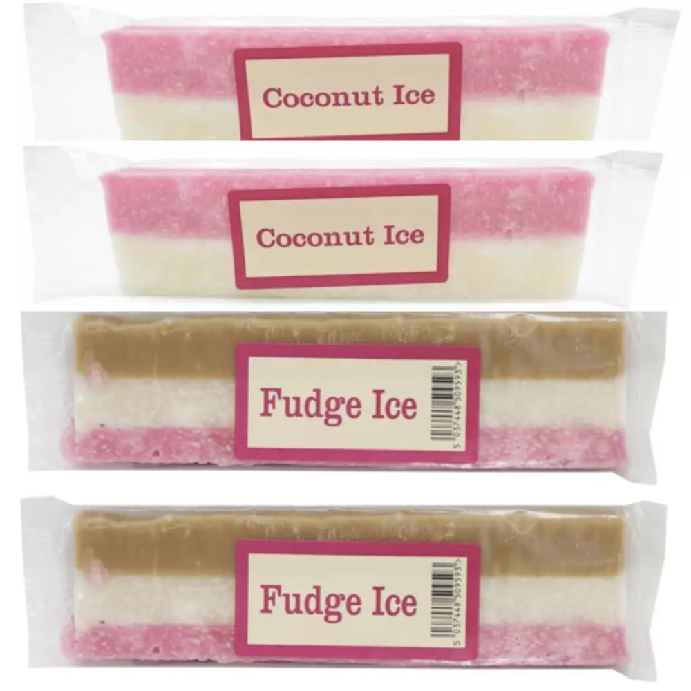 Gift set of 2 Coconut Ice bars and 2 Fudge Ice bars | Four bars of 130g ...