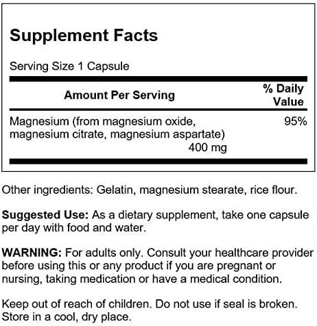Swanson Triple Magnesium Complex 400mg - 30 Capsules | Magnesium ...