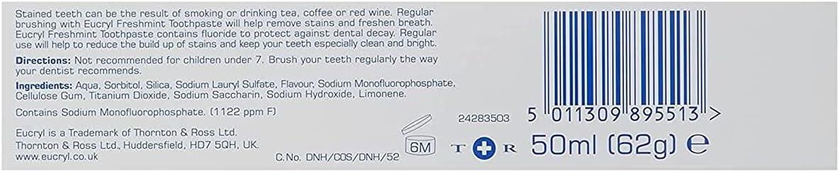 Eucryl Smokers Toothpaste Freshmint 50ml - Powerful Stain Removal - 1. ...