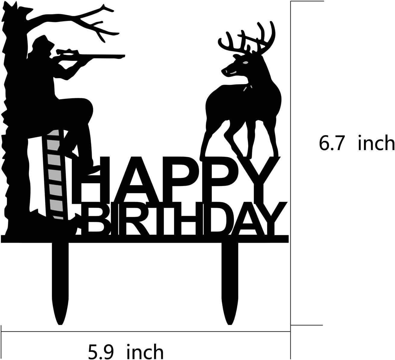 Hunting Birthday Cake Topper - Hunter in Tree Stand Aiming the Deer ...