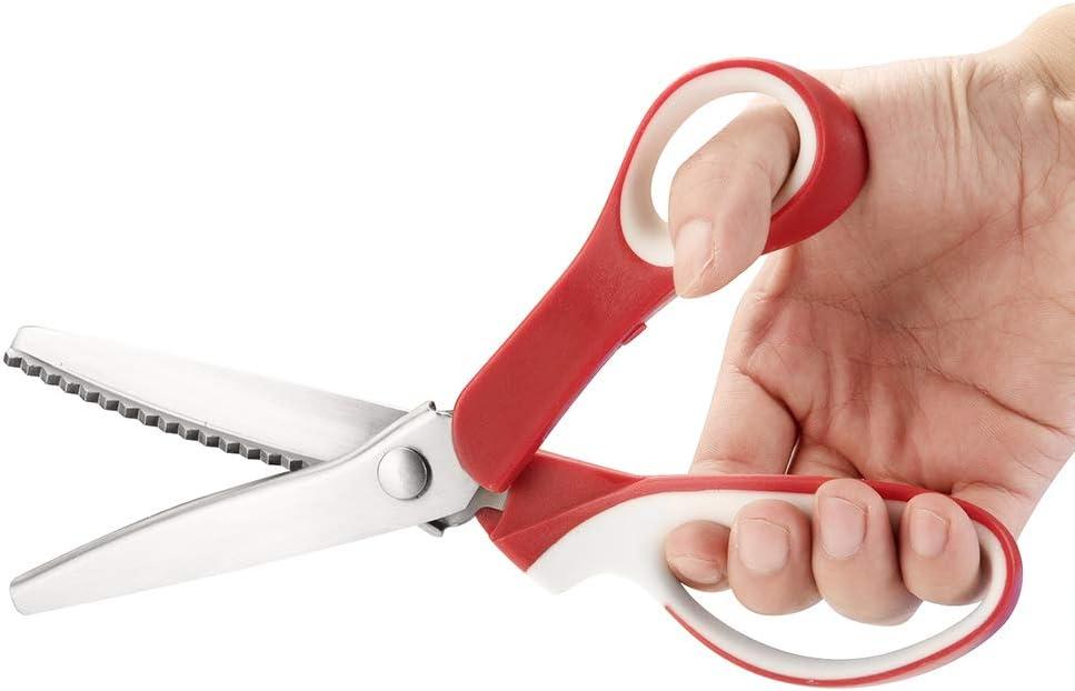 Pinking Shears Set (Pack of 2) - Serrated & Scalloped Zig-zag Scissors ...