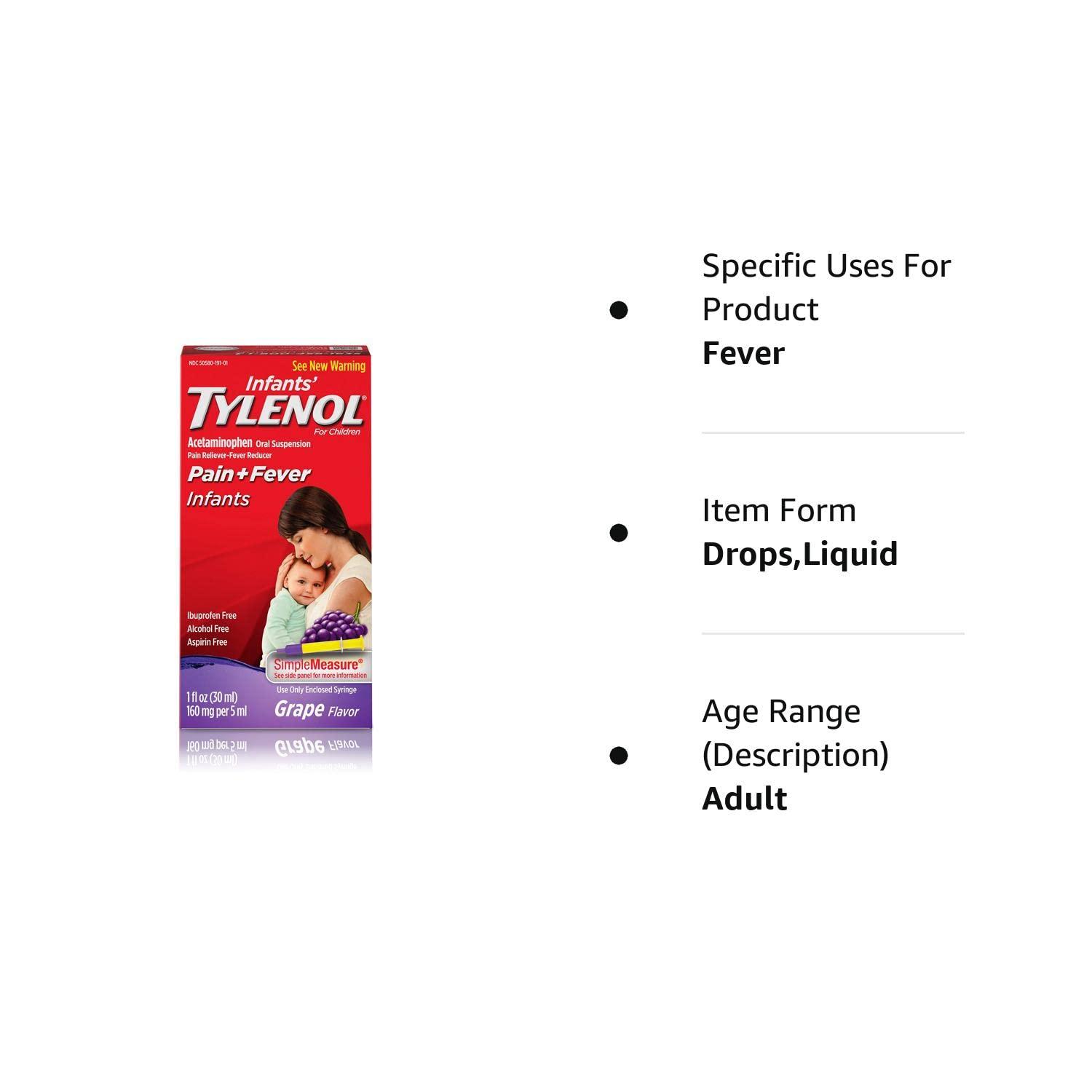 Tylenol Infants Pain & Fever Reliever Grape 1oz - Pack of 1 | Buy Now ...