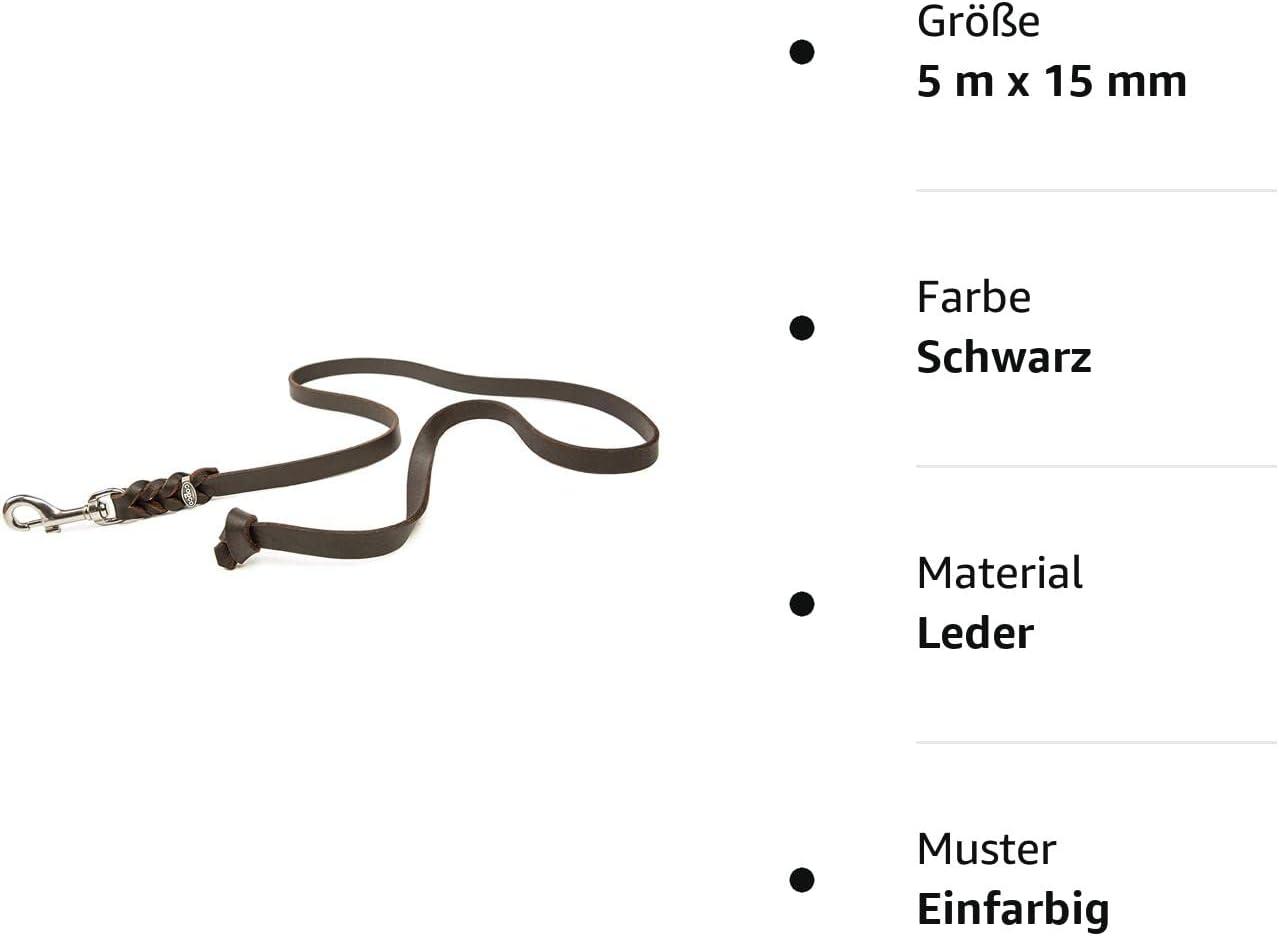 Copcopet Premium Black Dog Leash - 5m x 15mm Soft Cowhide Drag Line ...