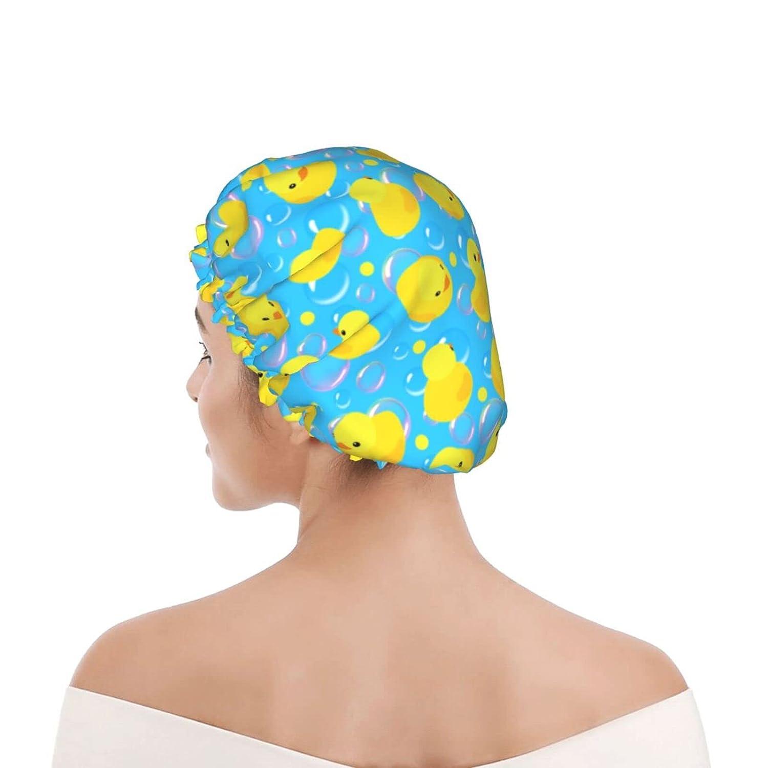 Yellow Rubber Ducks Shower Cap for Women - Adjustable Double Waterproof ...