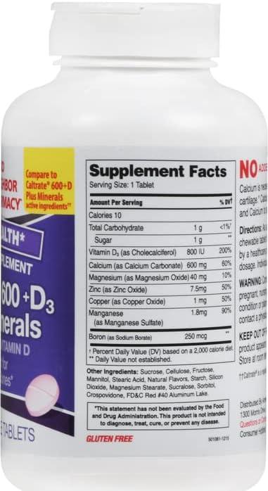 GNP Calcium 600 + D3 Chewable Tablets with Minerals - 60 Count | Buy ...