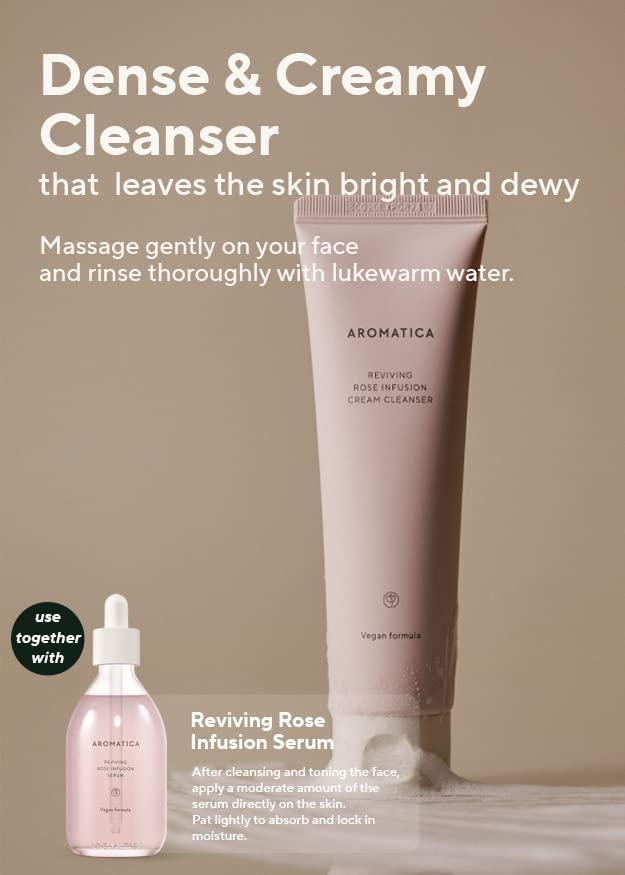 AROMATICA Rose Infusion Cream Cleanser 5.11oz | Vegan Hydrating Foaming ...