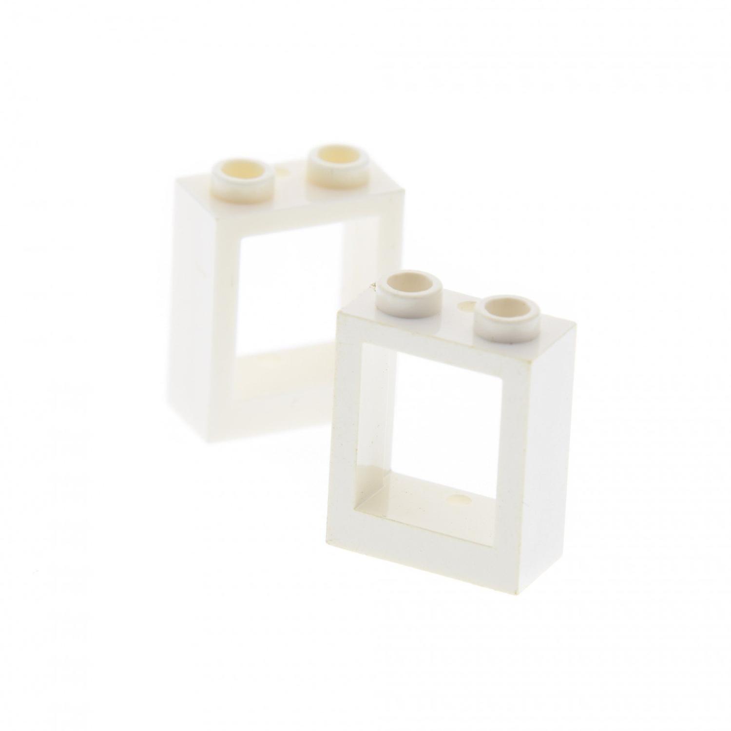 Buy 2x Lego System White Window Frame (1x2x2) - Transparent Pane for ...