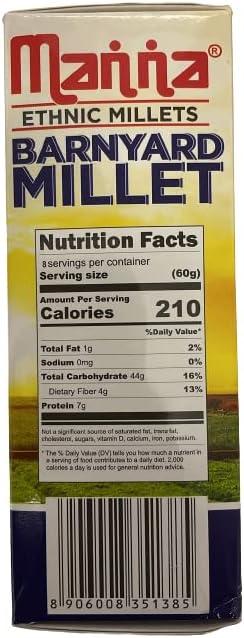 Manna Ethnic Millets|Barnyard Millet 1.5kg(500g x Pack of 3)|Gluten Free|Vegan|Source of Dietary ...