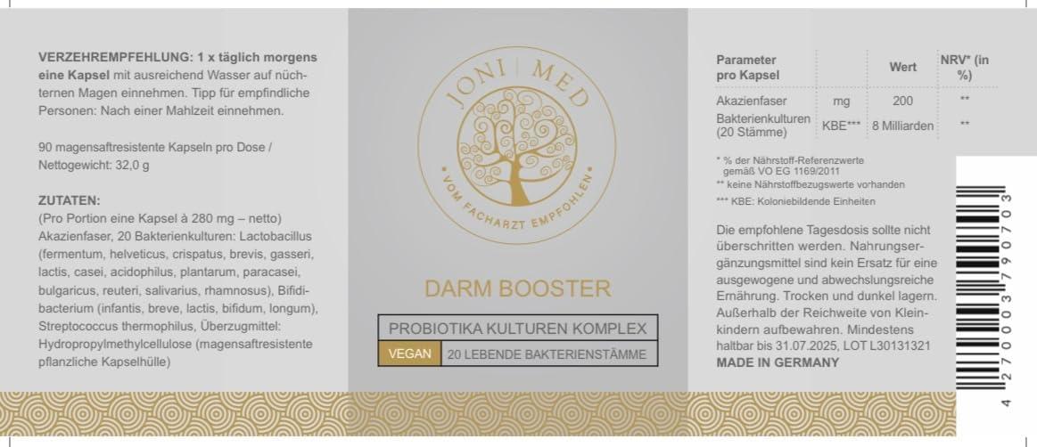 Joni Med Darmstur Probiotics - 20 Strains + Acacia Fiber ...