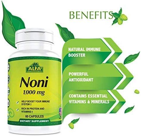 Noni 1000 mg 60 Capsules - Antioxidant Tonic for Body's Optimal ...