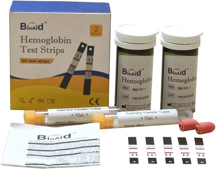 Bioaid Hemoglobin Test Strips & Capillary Tubes Set - 50 pcs | Buy Now ...