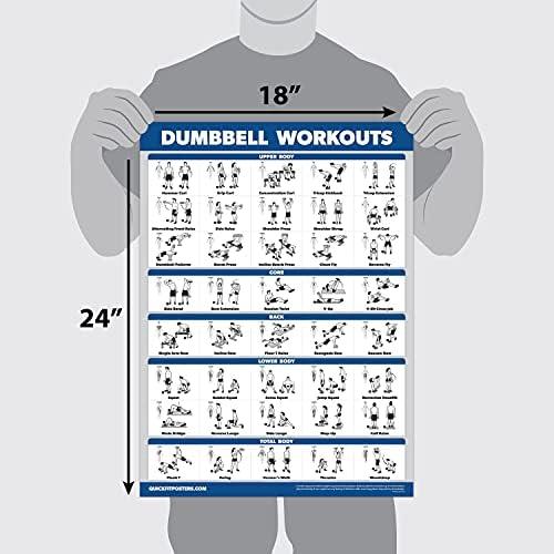 Quickfit Dumbbell And Kettlebell Exercise Poster Set 2 Chart Set For