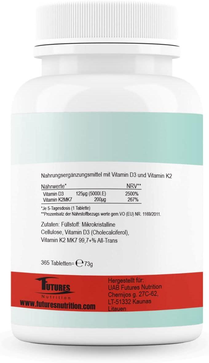 Future Nutrition 5000 I.E Vitamin D3 K2 - Vegan High Bioavailability 1 ...