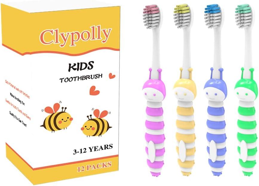 Clypolly Kids Bee Toothbrushes - Pack of 12 | Soft Bristles | Child ...