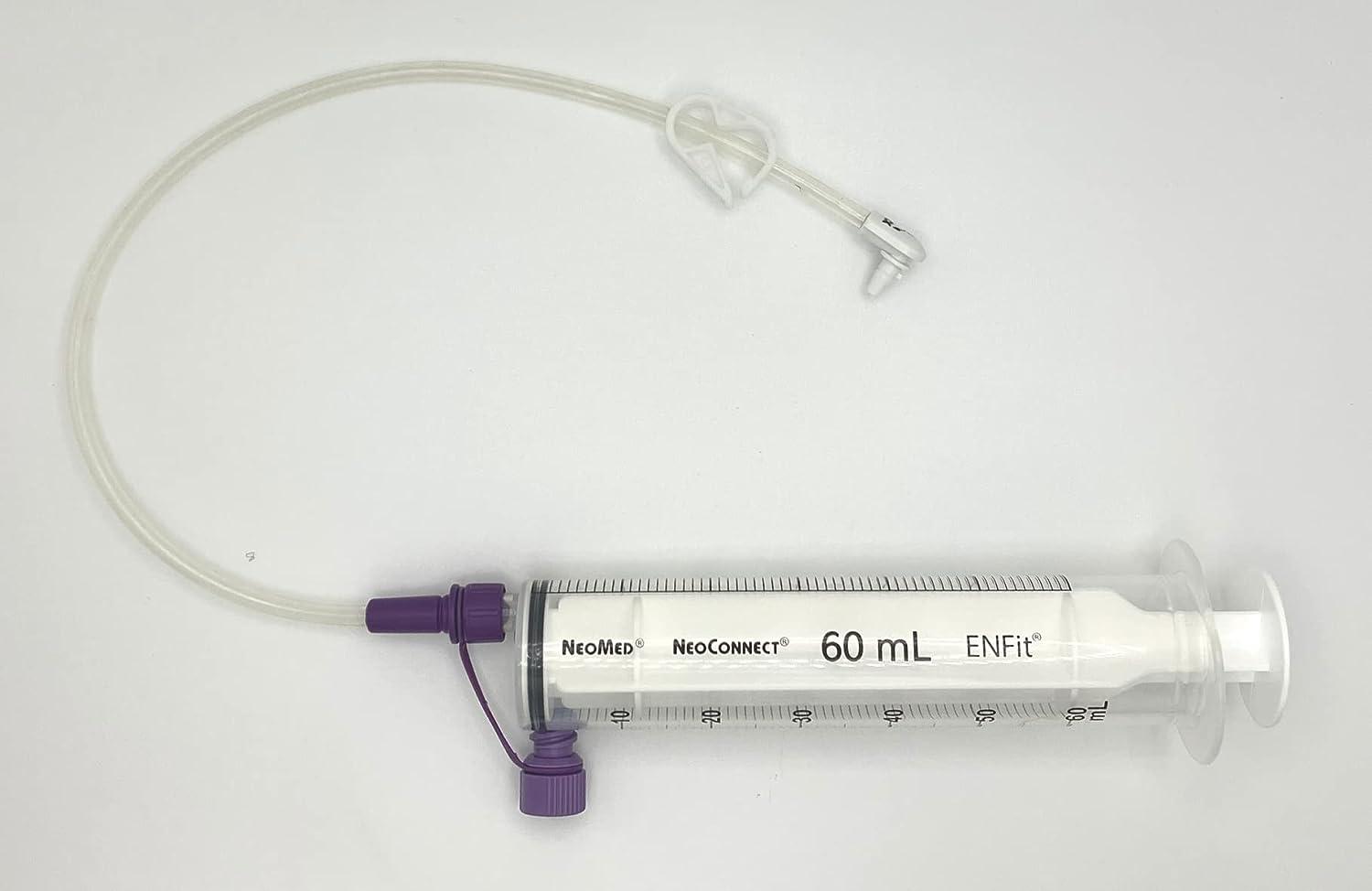 NeoMed at Home 60mL Bolus Reusable O-Ring Syringe with ENFit - Box of 10 - 200 Uses per Box ...