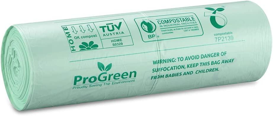 ProGreen 3 Gallon 100% Compostable Trash Bags - 100 Count | Extra Thick ...