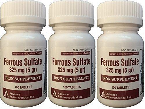 Ferrous Sulfate Iron Supplement 325mg (5GR) 300 Tablets by Advance ...