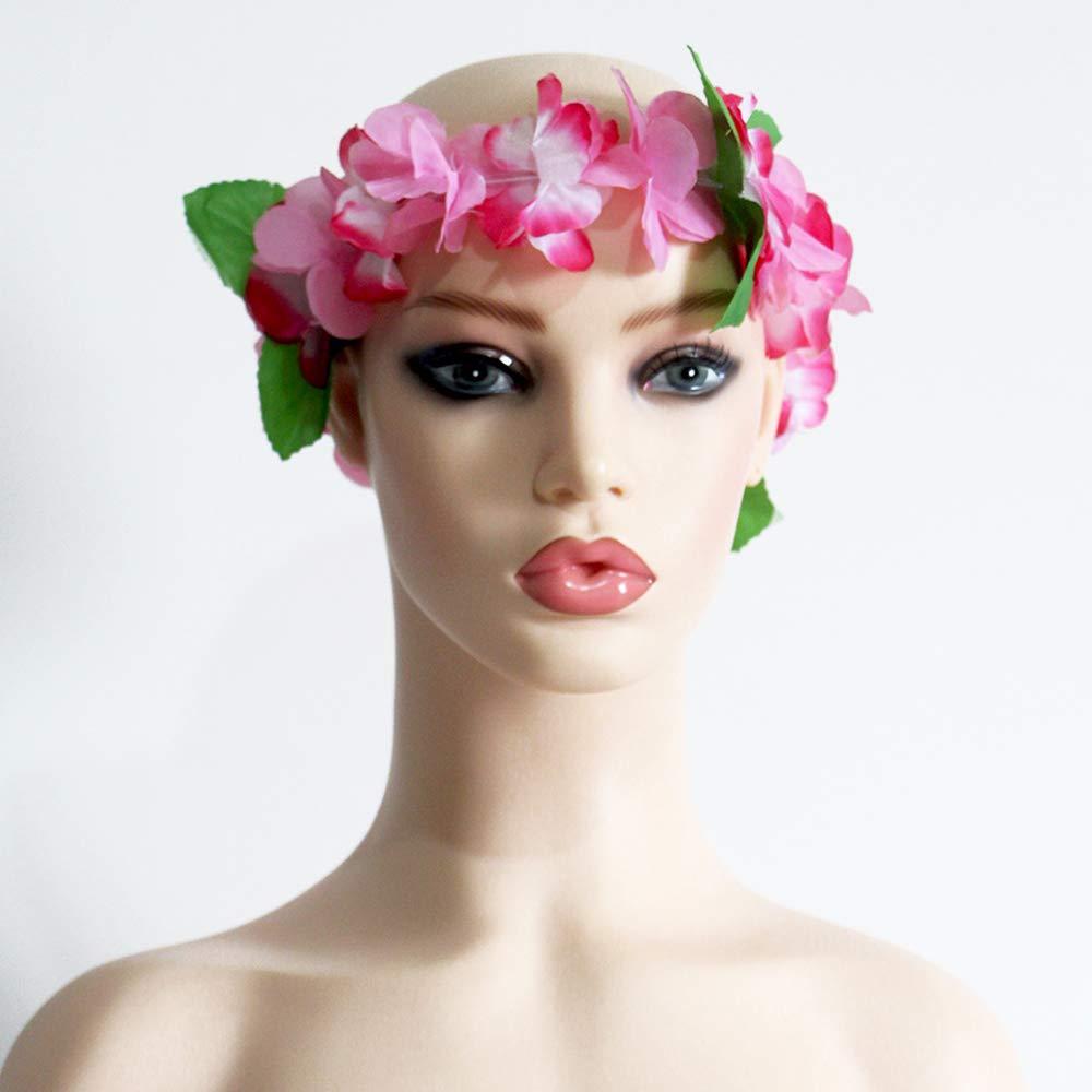 Hawaiian Leis Flower Headband Wristbands Set - Luau Tropical Hawaii ...