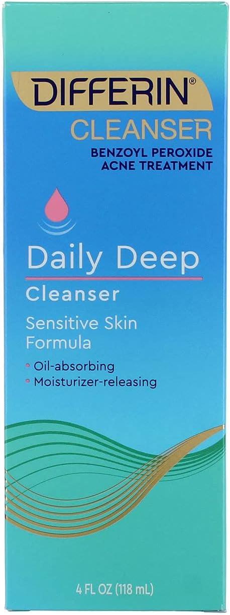 Differin Daily Deep Cleanser Sensitive Skin Formula 4oz - Gentle Facial ...