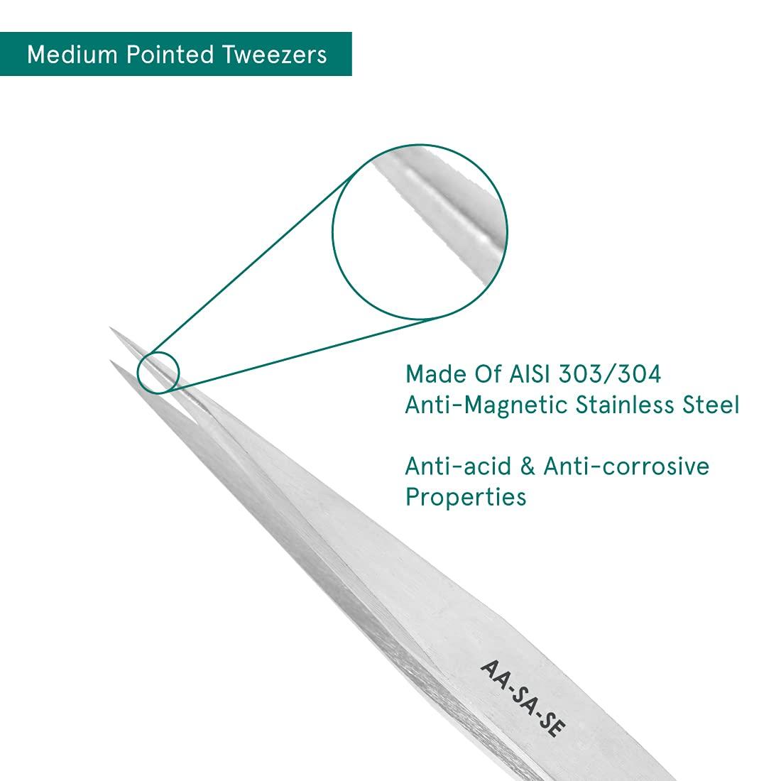 Excela Tweezer Medium Pointed Stainless Steel 5 - Precision Tweezers ...