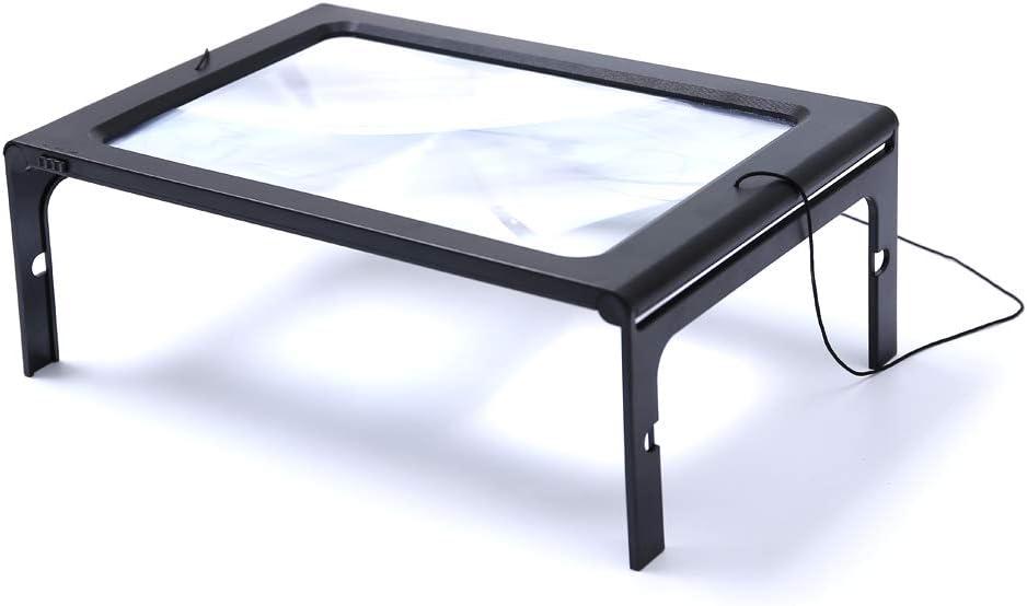 Hands-Free Large Full-Page 3X Magnifying Glass with LED Light ...