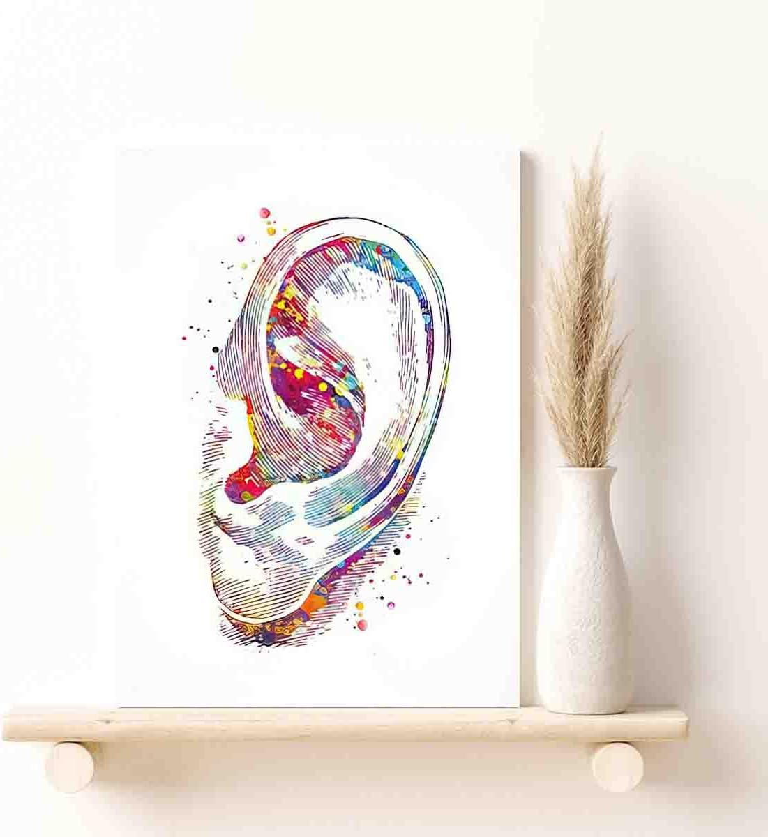 Ear Watercolor Print | Human Ear Art for Living Room Decor ...