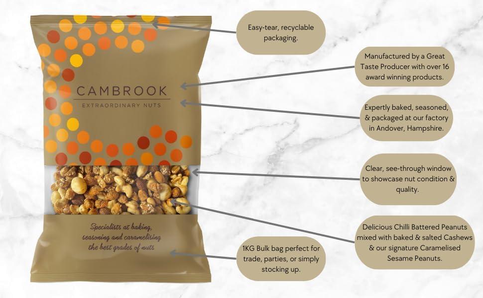 Cambrook Mix 10 Salted Caramelised & Spiced Mixed Nuts 1kg - Premium ...