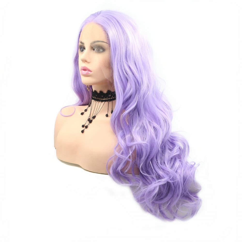 Lavender Wavy Synthetic Lace Front Wig for Women | Pastel Purple Drag ...