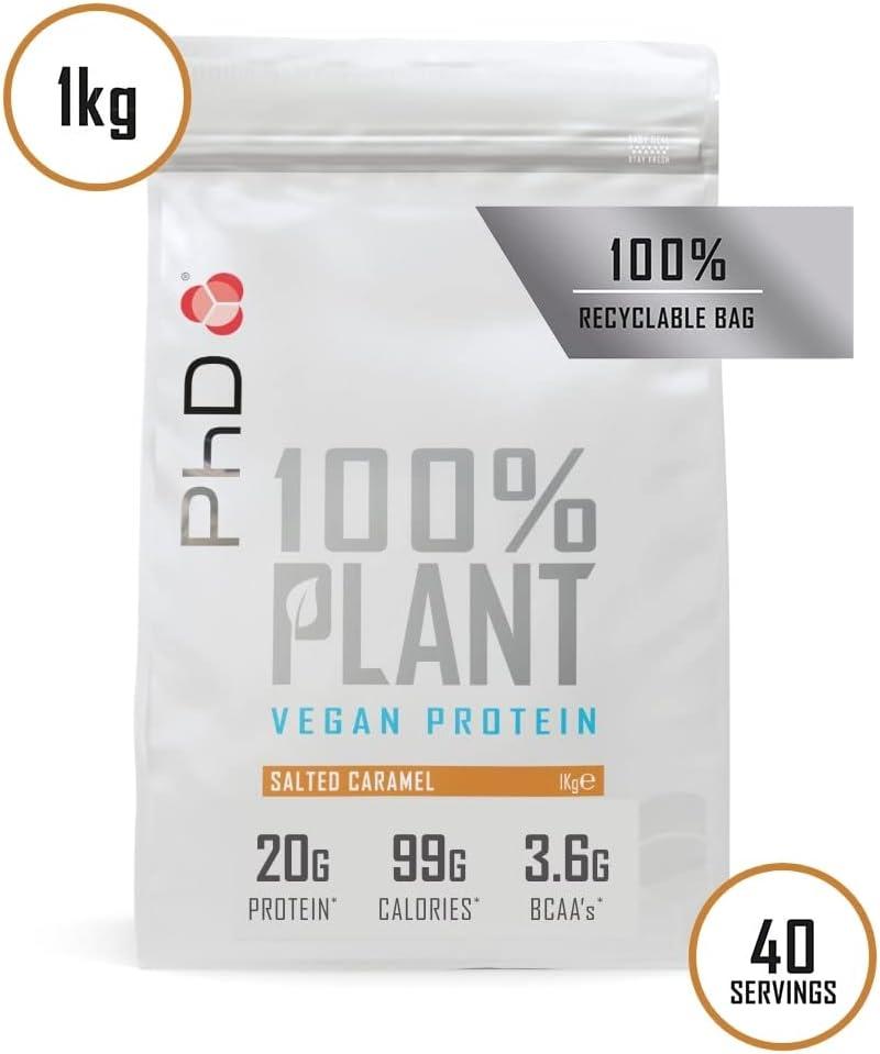 PhD Nutrition Plant Vegan Protein Powder - Salted Caramel Flavor | 20g ...