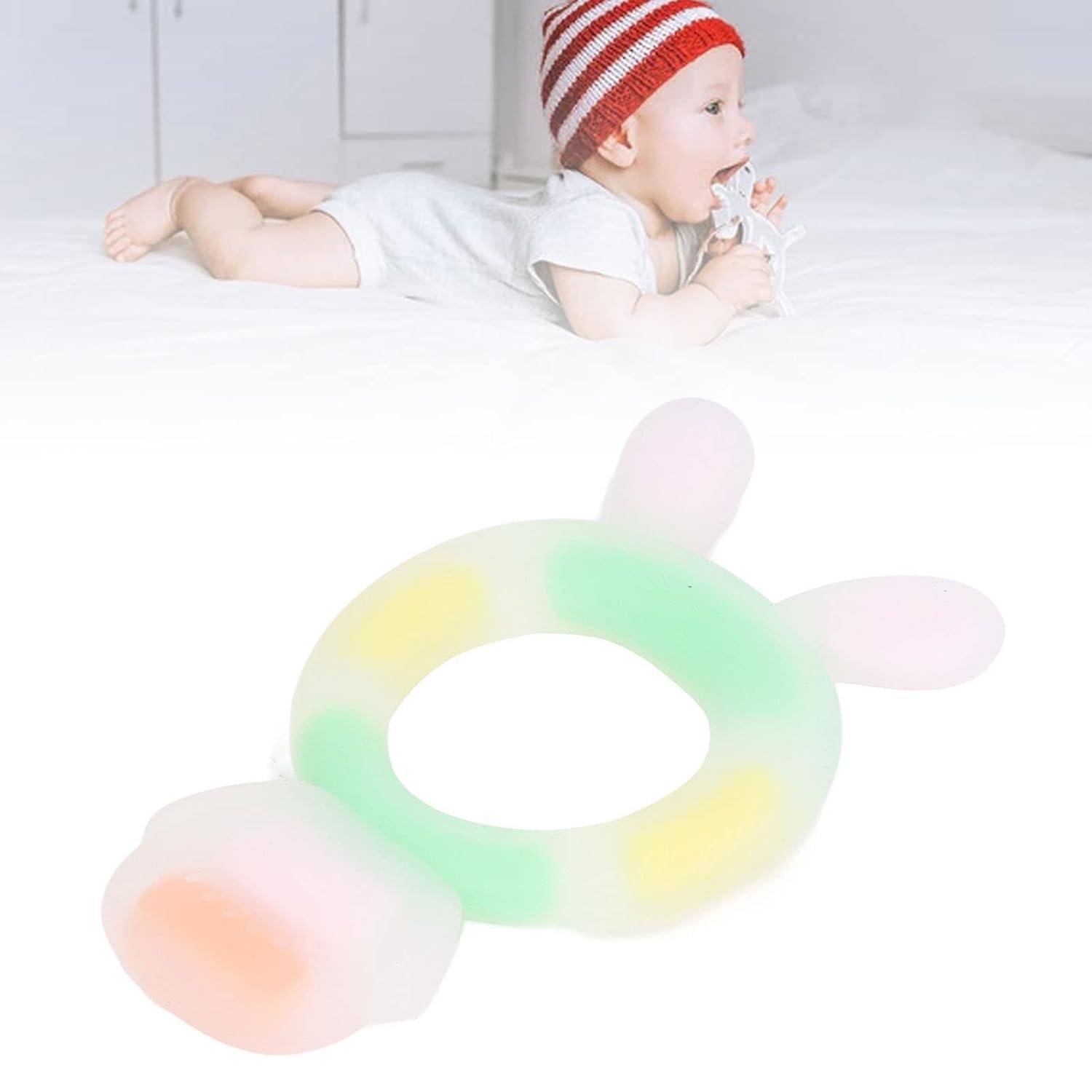 Silicone Baby Bite Ring - Soft Cartoon Rabbit Chew Toy for Travel ...