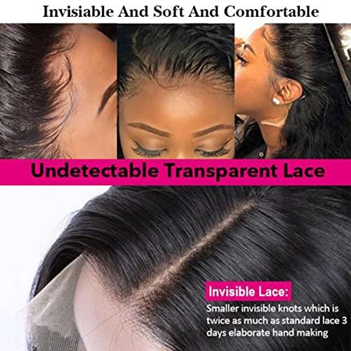 BLY 13x4 HD Transparent Lace Front Wigs Human Hair 250% Density Body ...