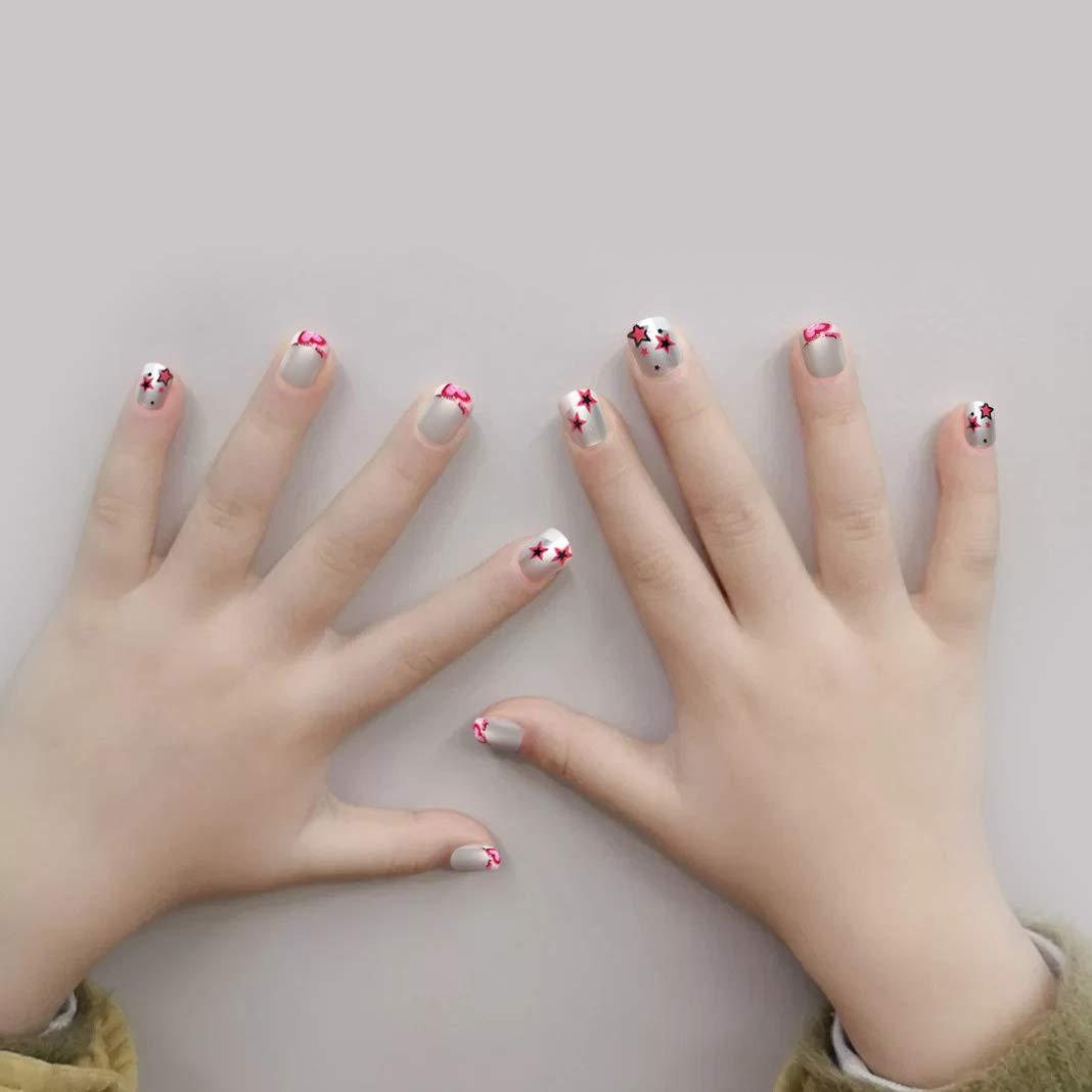 Allstarry 120pcs 5 Pack French Children Nails: Flower Series | Pre-Glue ...