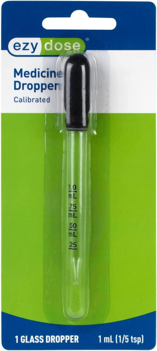 EZY DOSE 1mL Glass Ear and Eye Medicine Dropper - Clear Straight Tip ...