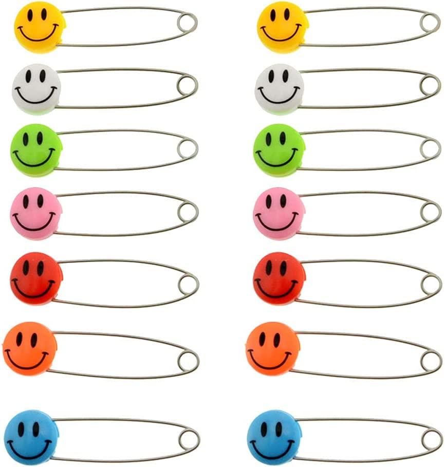 50Pcs Smiling Face Safety Pins with Plastic Head and Stainless Steel ...