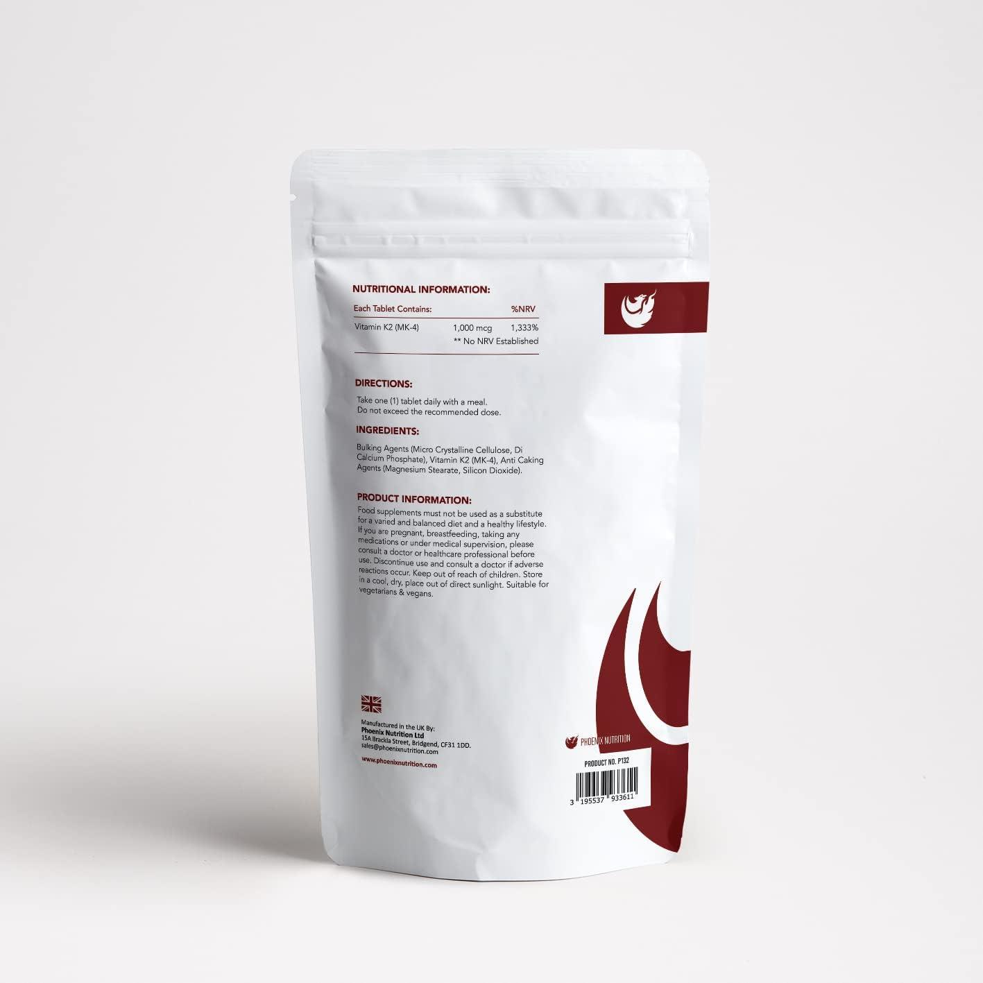 Vitamin K2 (MK-4) 1000mcg x 360 Tablets - Phoenix Nutrition | Buy Now ...