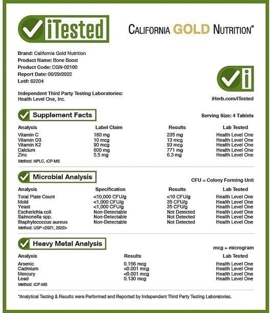 SPEC Bone Boost Supplement - 120 Tablets for Bone Health, Calcium ...