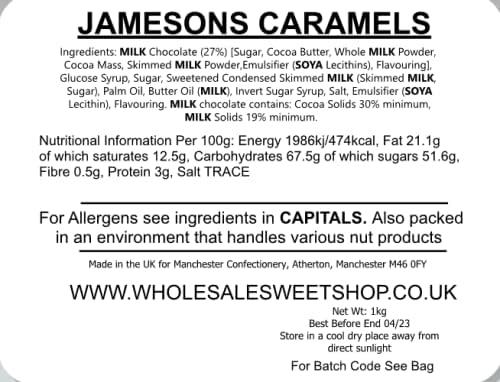 Jamesons Chocolate Caramels (Merry Maids) 1 Kilo Bag | Buy Now with ...