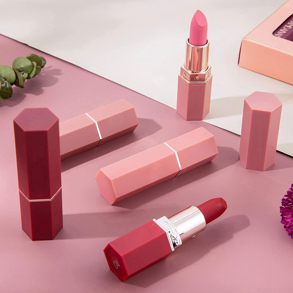 6-Piece Nude Matte Lipstick Set - Long Lasting, Waterproof ...