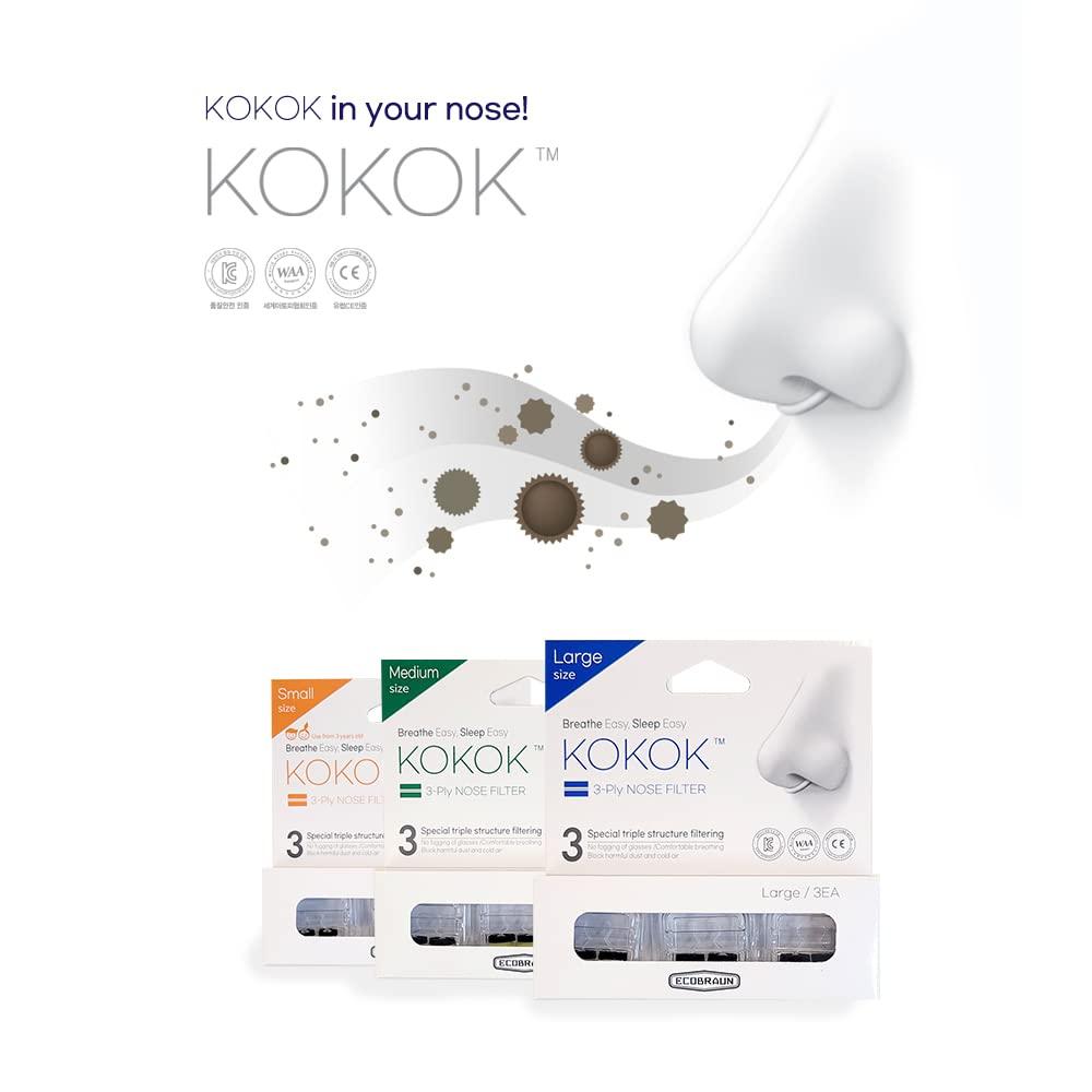 KOKOK 3-Ply Reusable Nose Filter Nasal Plugs - Pack of 3 (Large ...