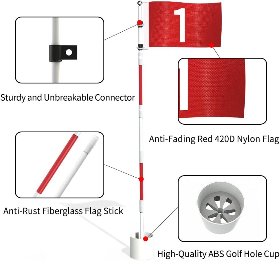 THIODOON 6ft Golf Flagstick Set - 2 Pack | Anti-Rust Glass Fiber Design ...