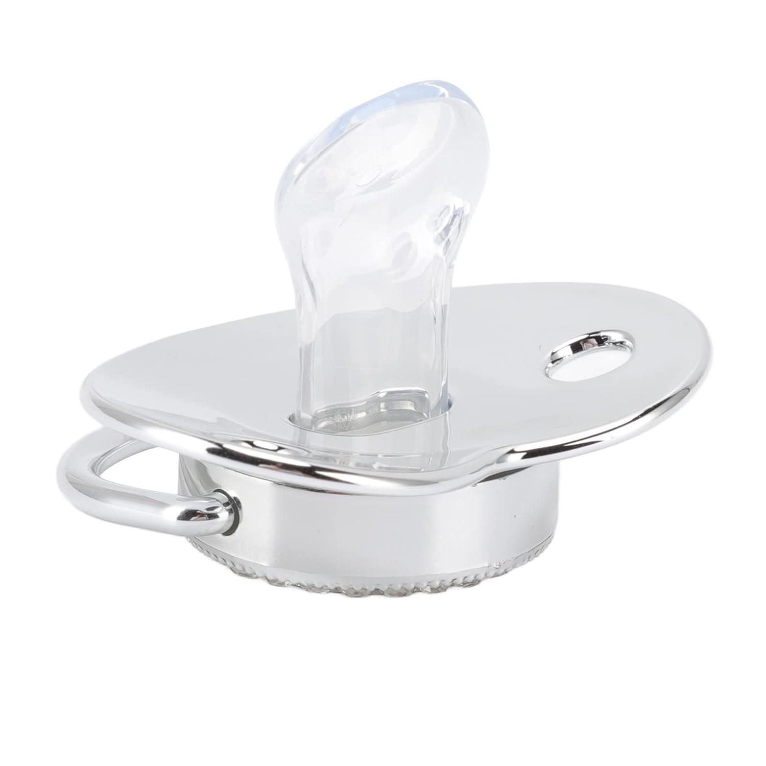 Stylish Silver Baby Pacifier Clip Set - Pollutant-Free Ergonomic Design ...