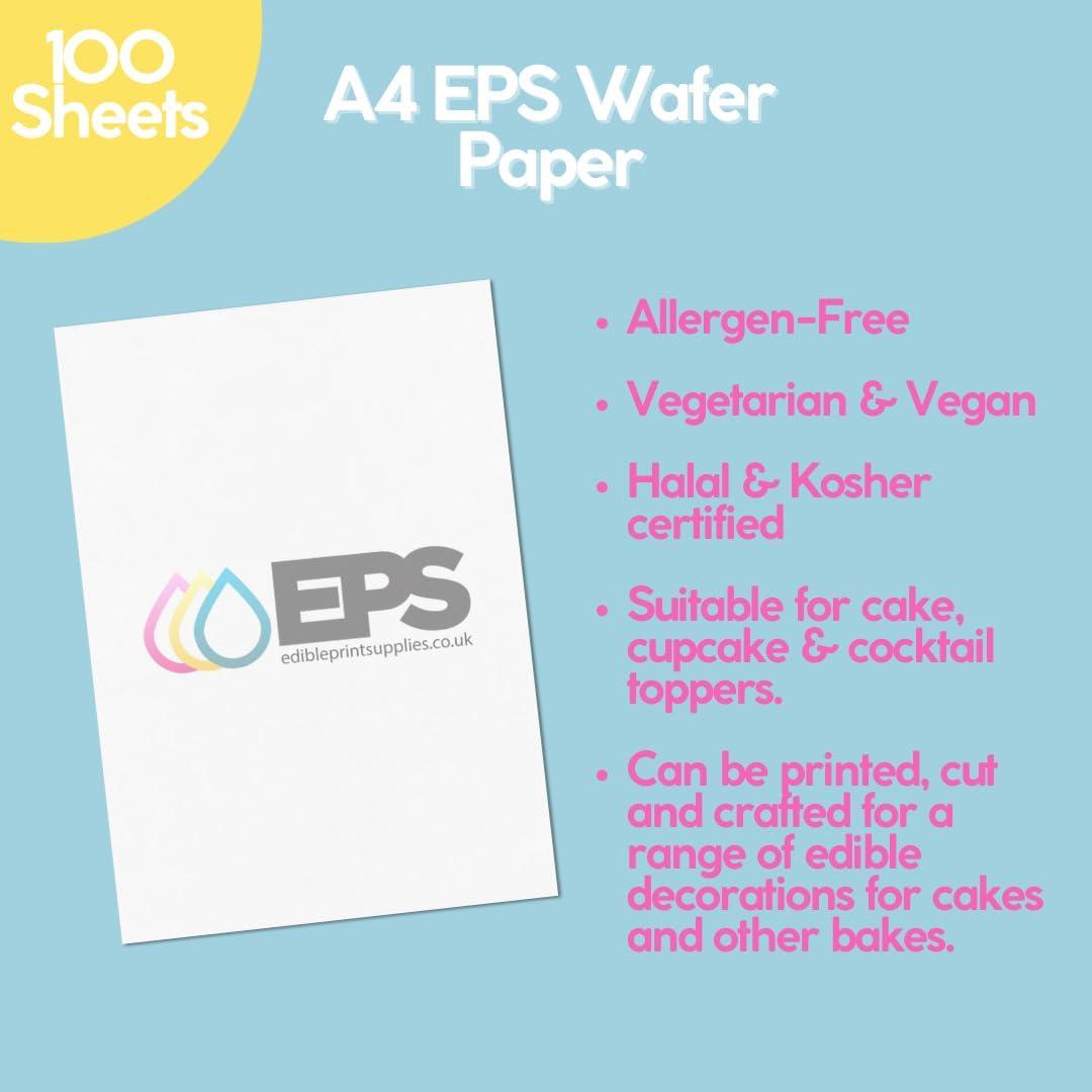 EPS A4 Edible Wafer Paper - 100 Sheets (0.35mm Thickness) Quality Wafer ...