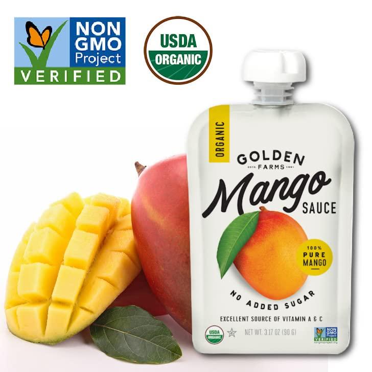Golden Farms Mango Pouches - Pack of 12, 100% Pure Fruit, No Added ...